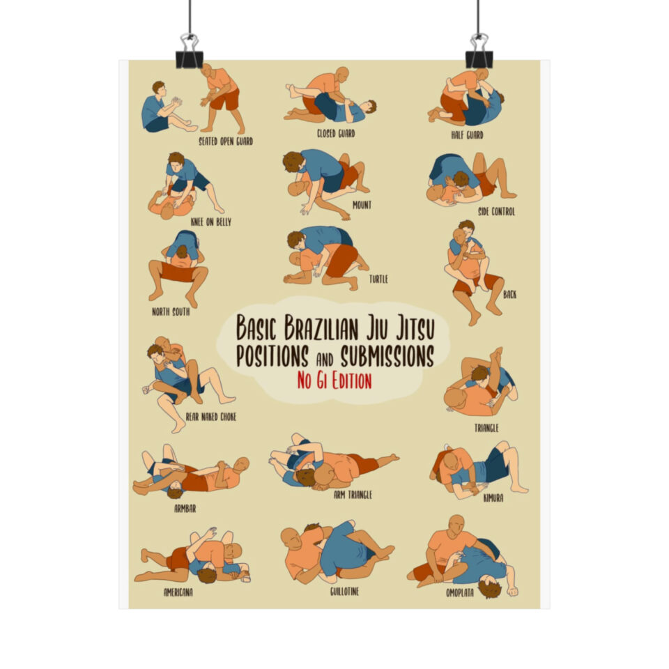 Brazilian Jiu Jitsu Positions and Submissions Print | HeavyBJJ